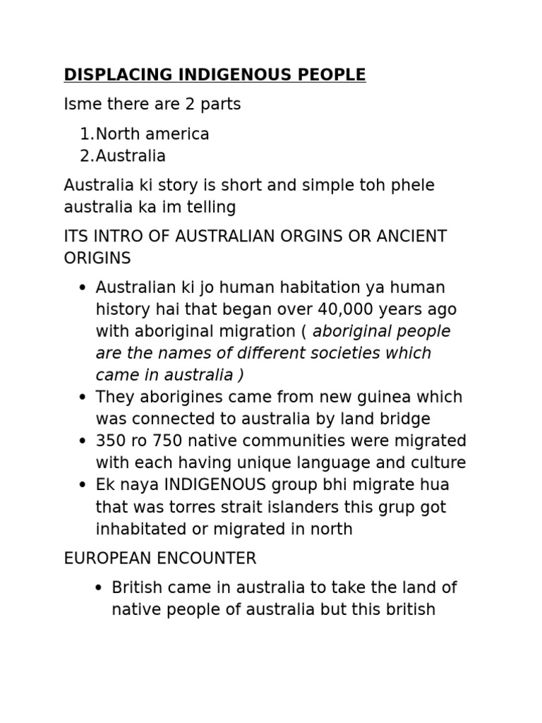 Displacing Indigenous People | PDF | North America | Australia