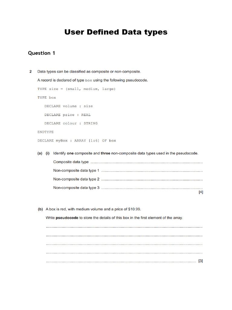 User Defined Data Types (1) | PDF