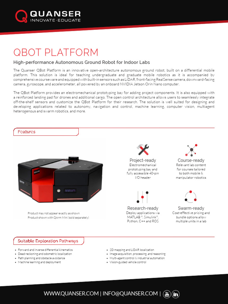 QBot Platform Data Sheet | PDF | Robotics | Lidar