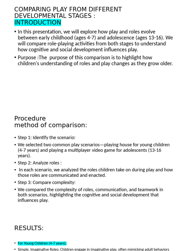 Comparing Play From Different Developmental Stages | PDF | Adolescence ...