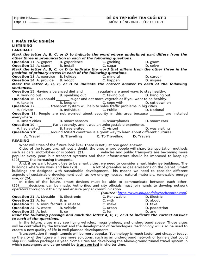 ĐỀ-ÔN-TẬP-CK1-K11-A5 | PDF | Transport | Infrastructure