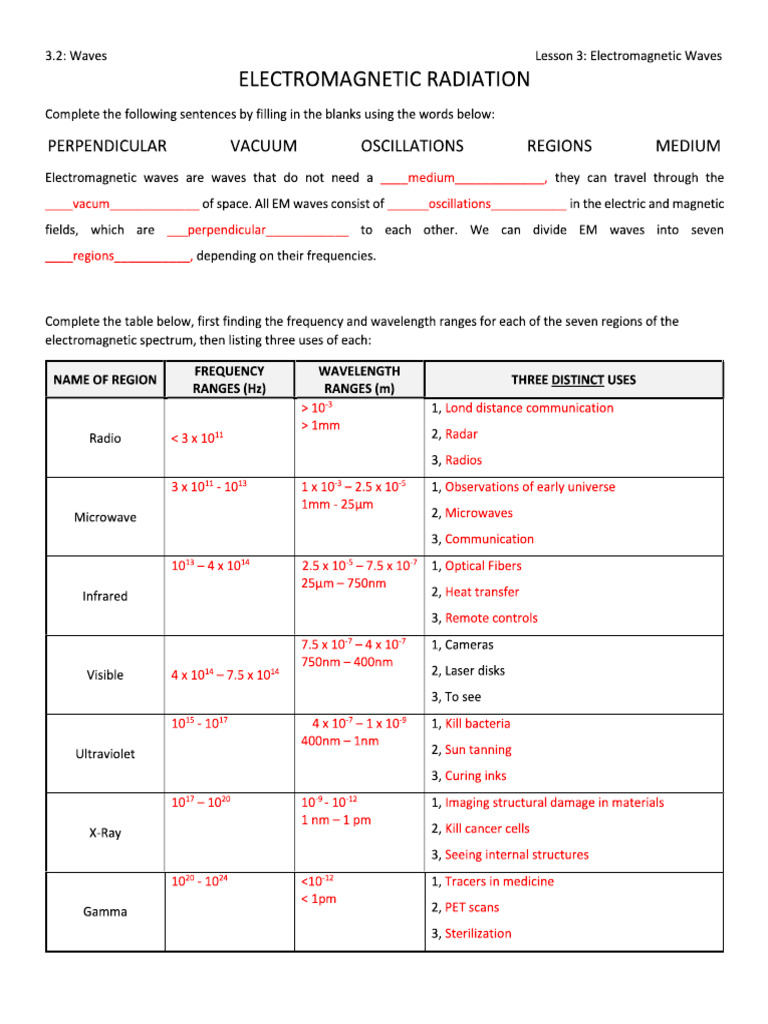 Electromagnetic Radiation Practice 2 | PDF