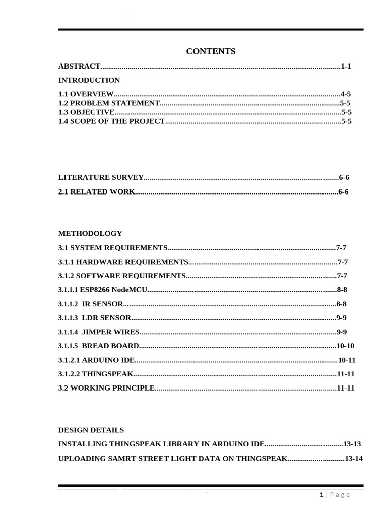 Smart Street Light Project Report 1 | PDF | Infrared | Arduino