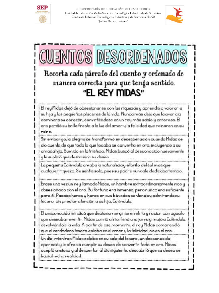 LECTURA DE COMPRESIÓN REY MIDAS | PDF