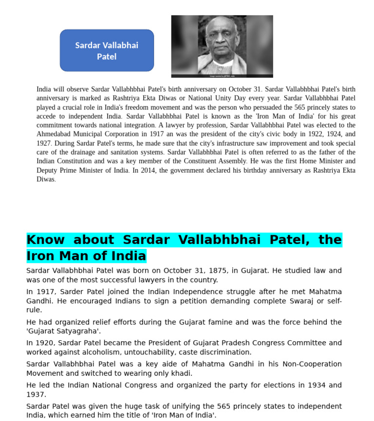 Sardar Vallabhai Patel - Joanna | PDF