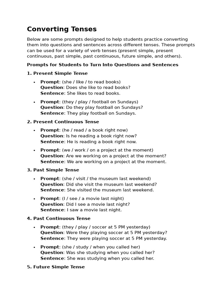 Converting Tenses | PDF | Grammar | Linguistics