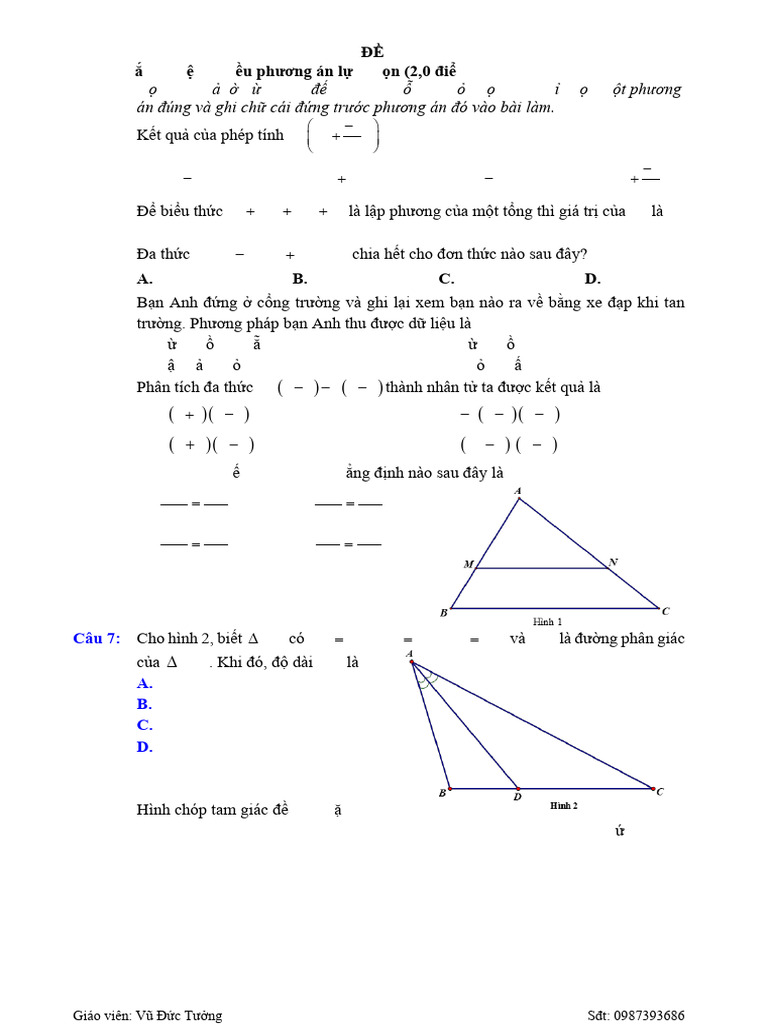 GOM ĐỀ TOÁN 8 HKI CÁCTRƯỜNG | PDF