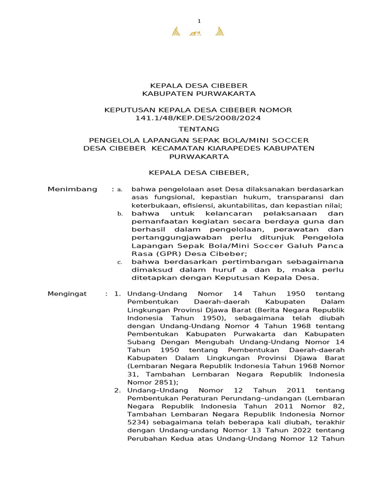 SK-pengelola-lapangan GPR | PDF