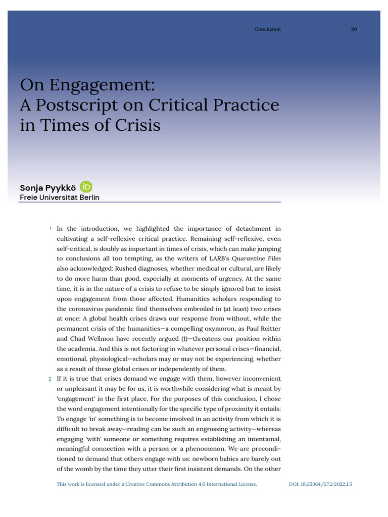 Engagement as Critical Practice in Crisis | PDF | Eroticism