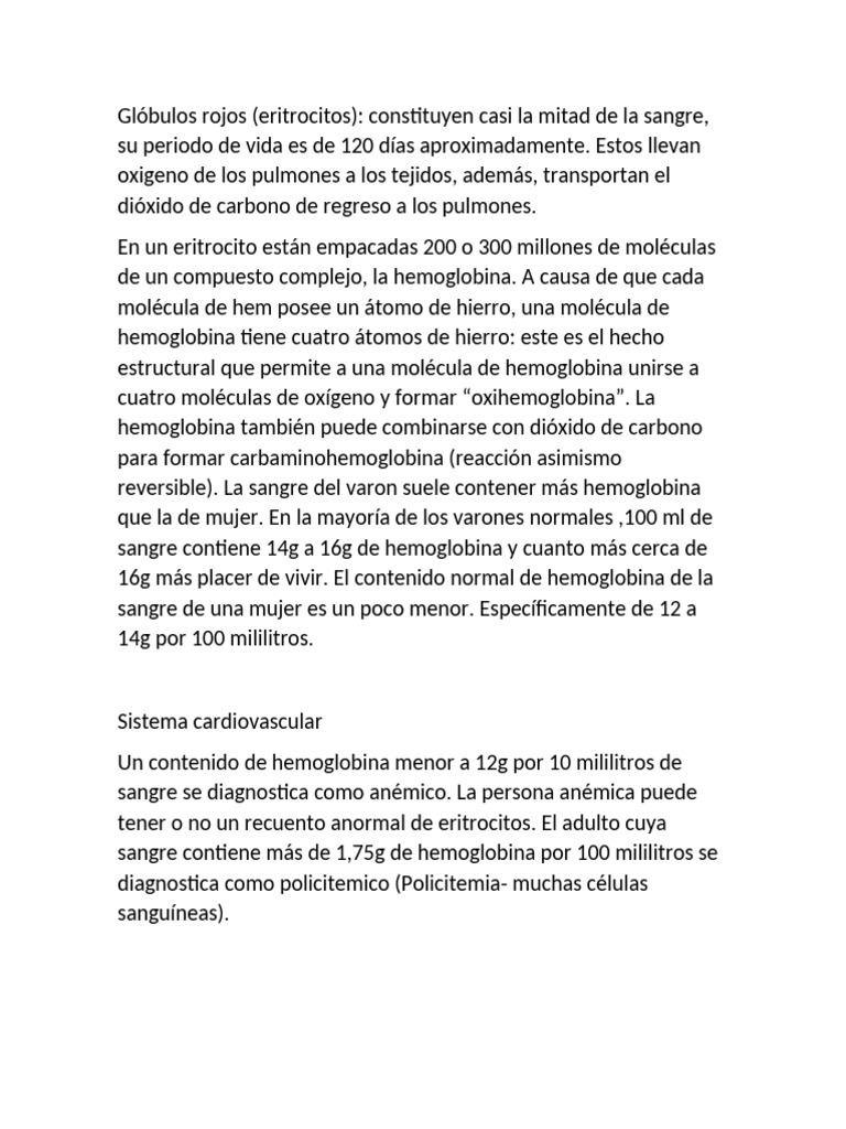 Glóbulos Rojos y Su Función Vital | PDF | Sangre | Glóbulo rojo