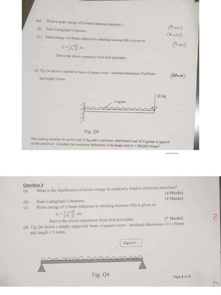 MEE511_Tutorial_Questions(Energy_Methods) | PDF
