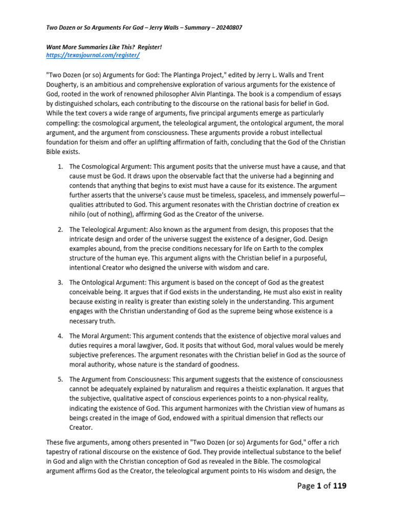 "Summary of Two Dozen Arguments for God" | PDF | Existence Of God | God