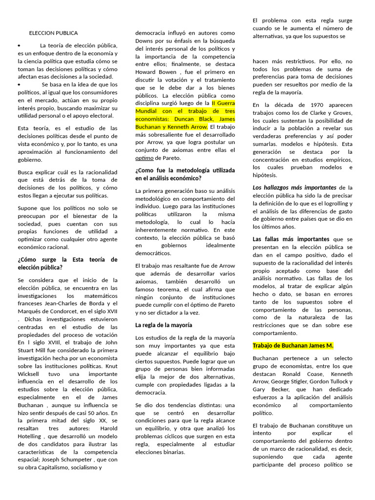 Teoría de Elección Pública y Decisiones | PDF | Elección pública ...