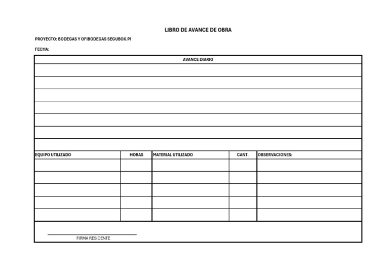 Formato Libro de Obra | PDF