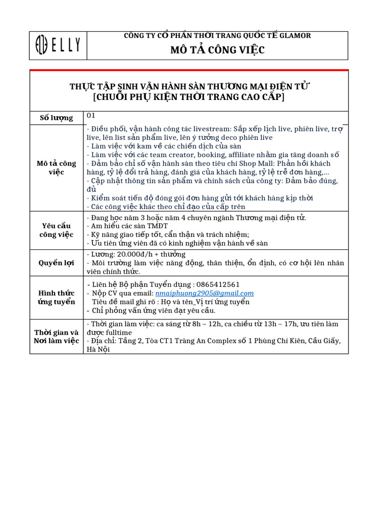 #MTCV - TTS VẬN HÀNH SÀN TMĐT | PDF