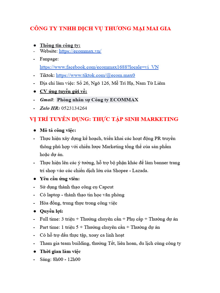 JD - TTS Marketing | PDF