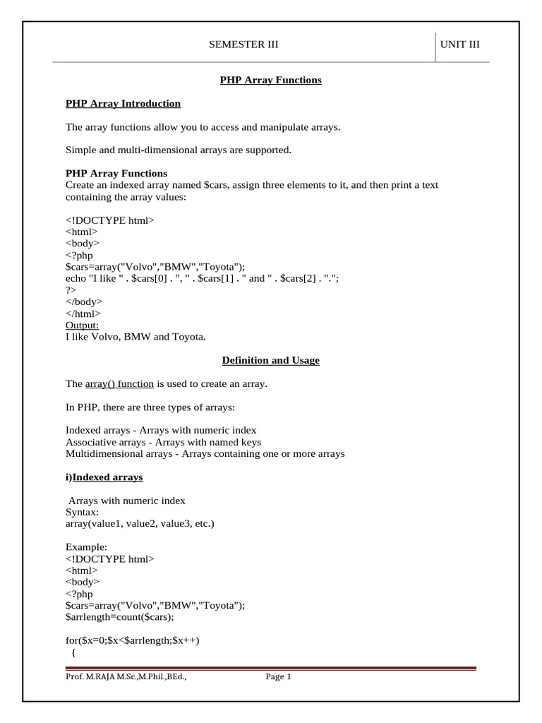 UNIT II-WT-PHP-IIB.COM(CA) - Copy | PDF | Php | Parameter (Computer Programming)