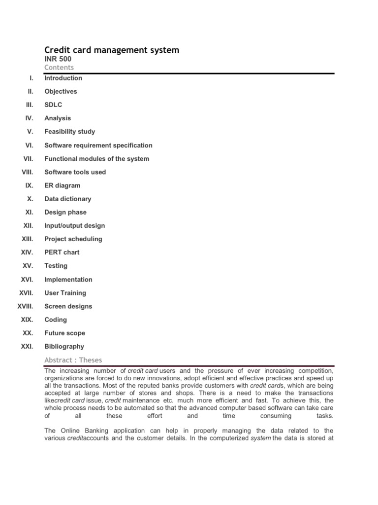 Credit Card Management System