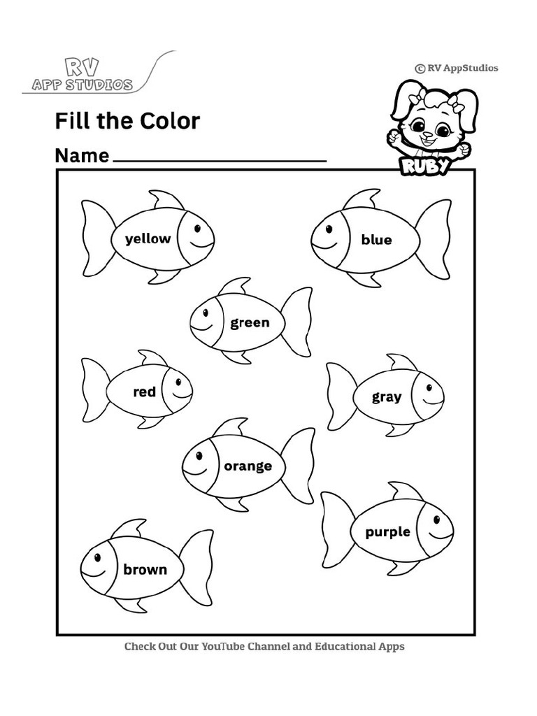 158 Free Printable Worksheets For Kids Fill The Colour in Pictures ...