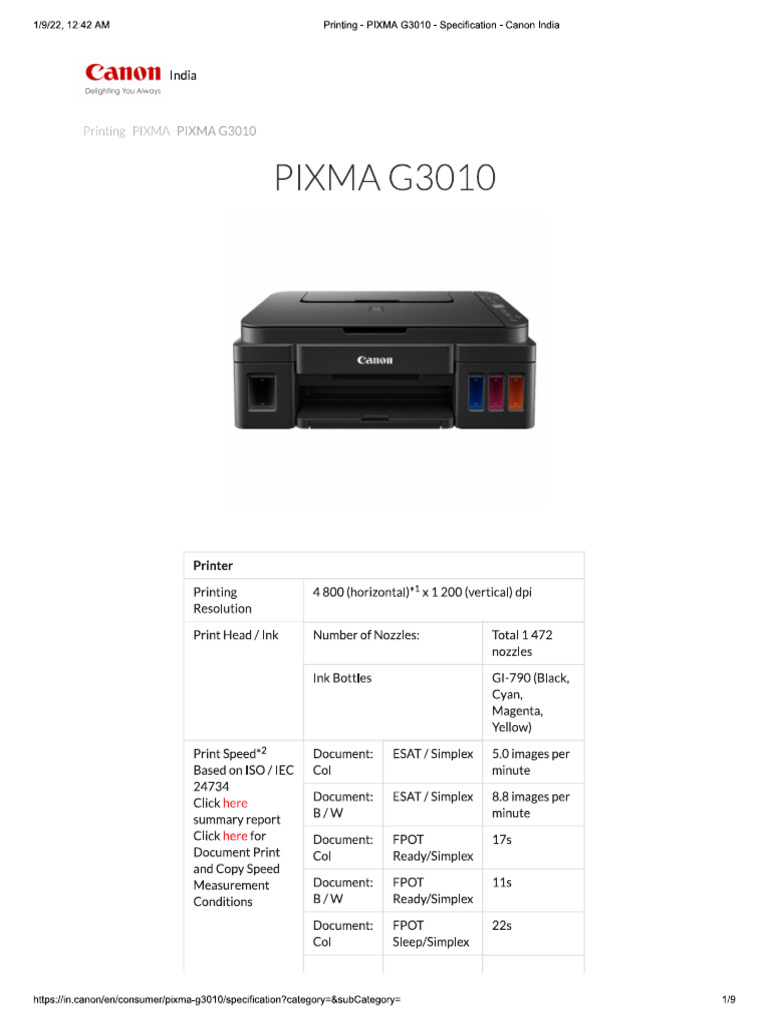 Canon Pixma g3010 Multifunctional Wifi Printer | PDF