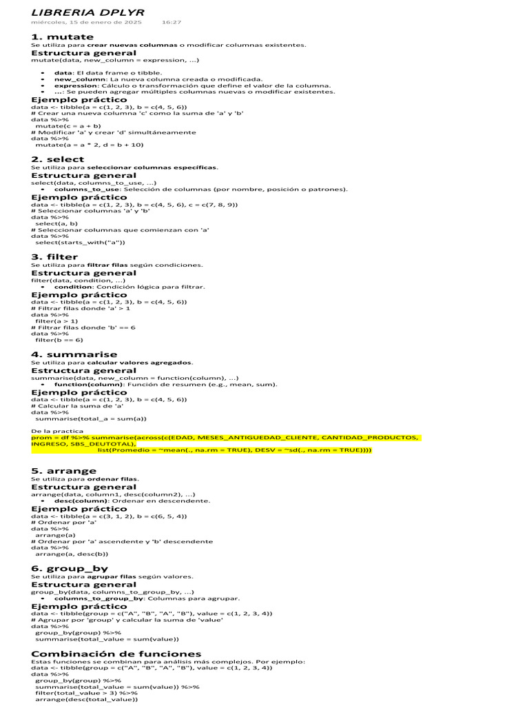 Libreria Dplyr | PDF