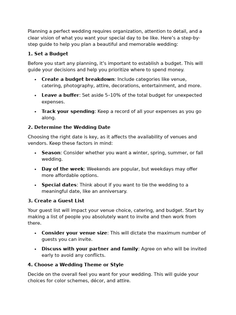 Step-by-Step Wedding Planning Guide | PDF | Wedding | Fashion Related ...