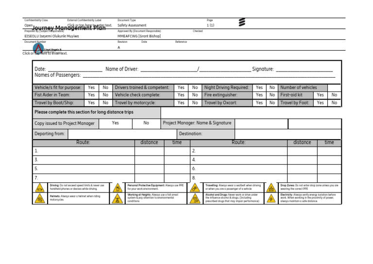 Journey Management Plan | PDF | Vehicles | Personal Protective Equipment Journey Management Plan | PDF | Vehicles | Personal Protective Equipment