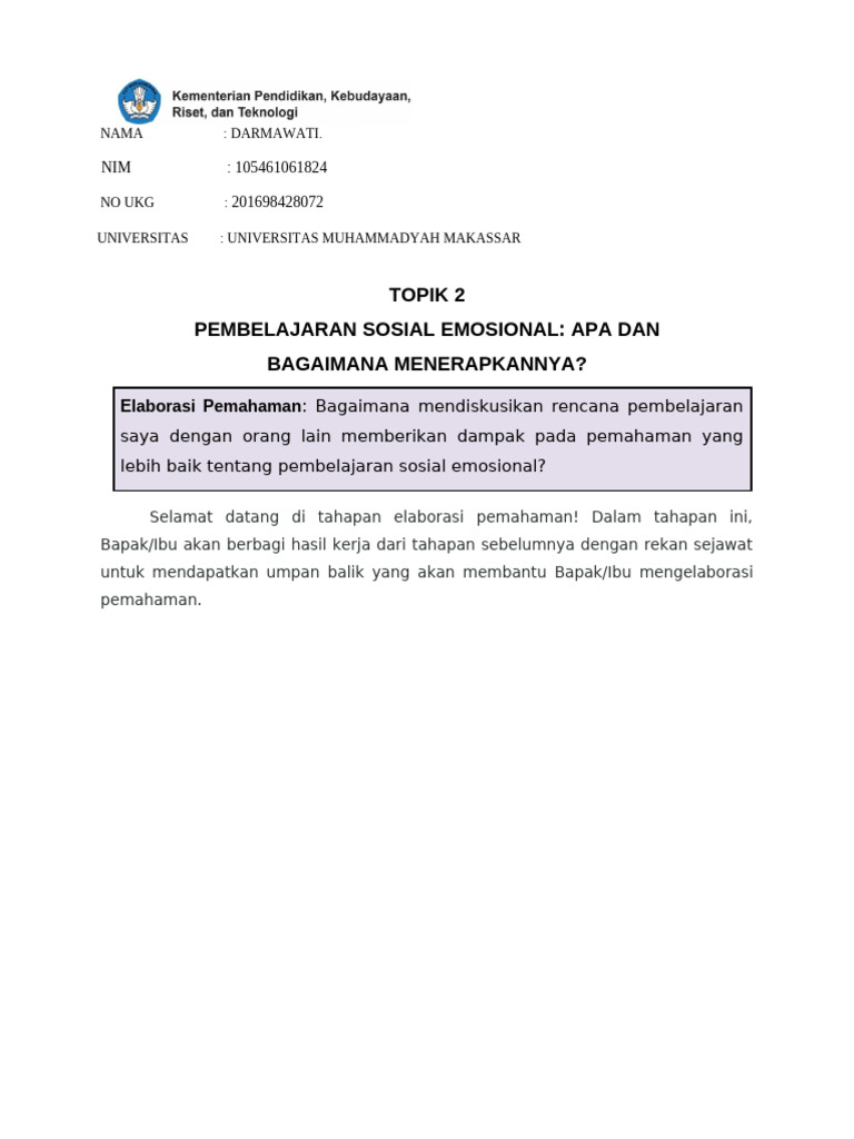 MODUL 2 Topik 2 LK 5 - Elaborasi Pemahaman | PDF
