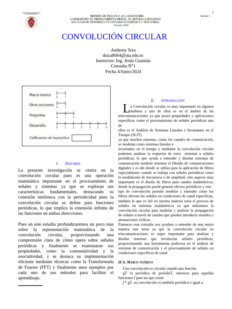 Convolucion Circular | PDF | Circunvolución | Transformada discreta de ...