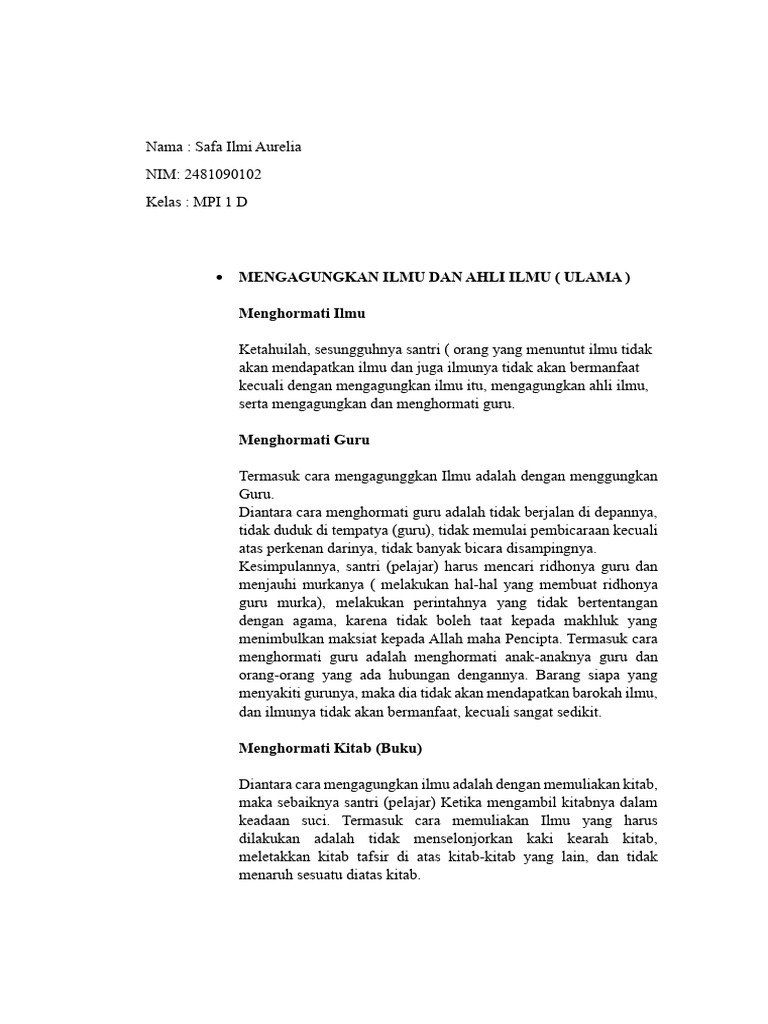 Resume Kitab Kuning. SAFA MPI D | PDF