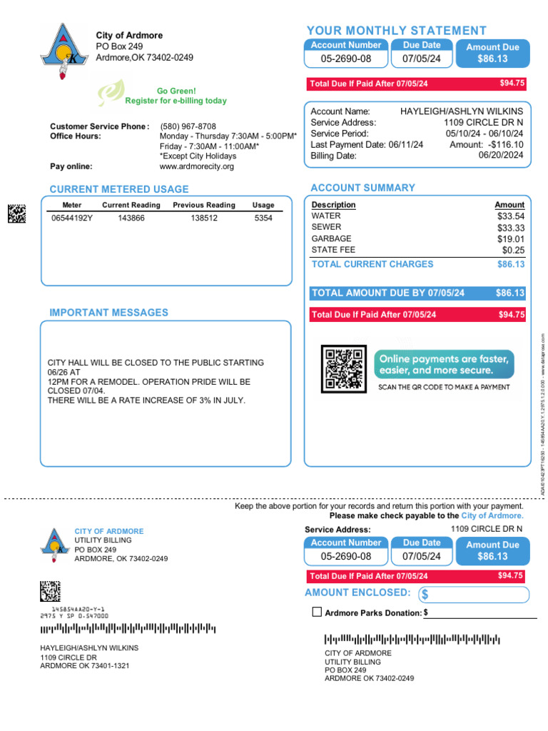 Water Bill | PDF | Fee | Credit Card