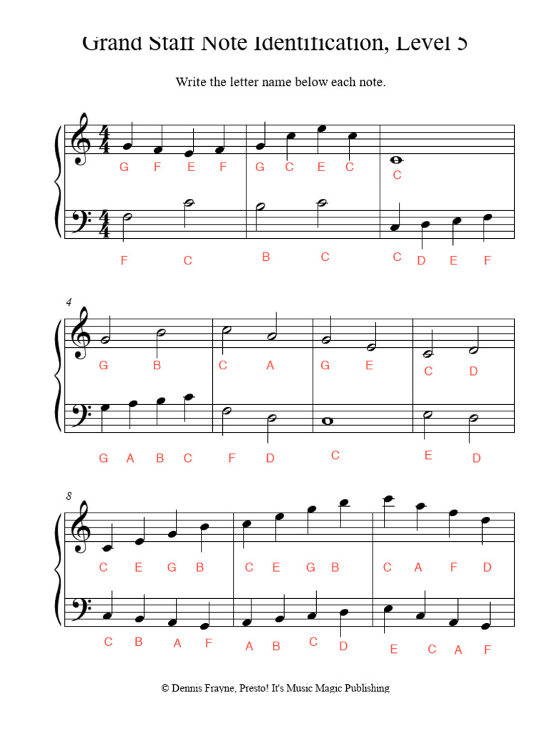Grand Staff Note Identification Level 5 | PDF