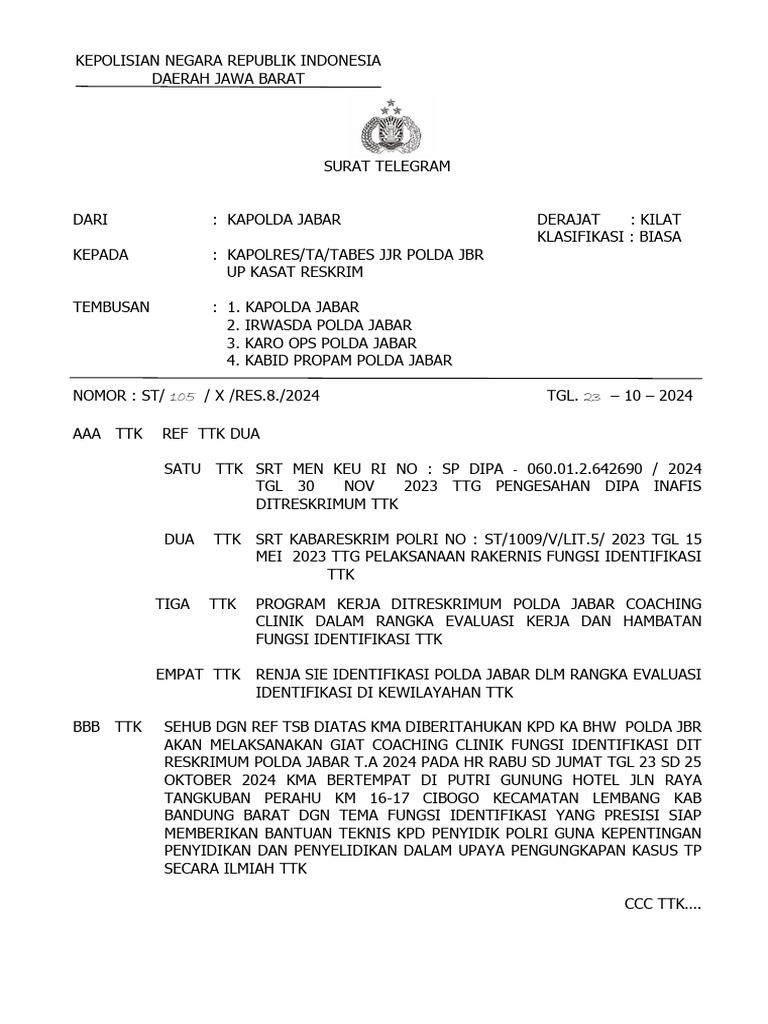 Coaching Klinik Identifikasi Polda Jabar | PDF