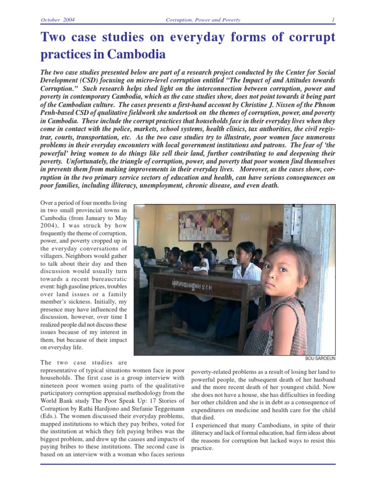 Two Case Studies On Everyday Forms of Corrupt Practices in Cambodia ...