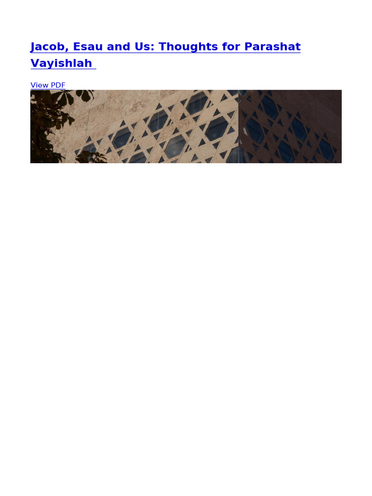 Jacob Esau and Us Thoughts For Parashat Vayishlah | PDF | Jacob | Isaac