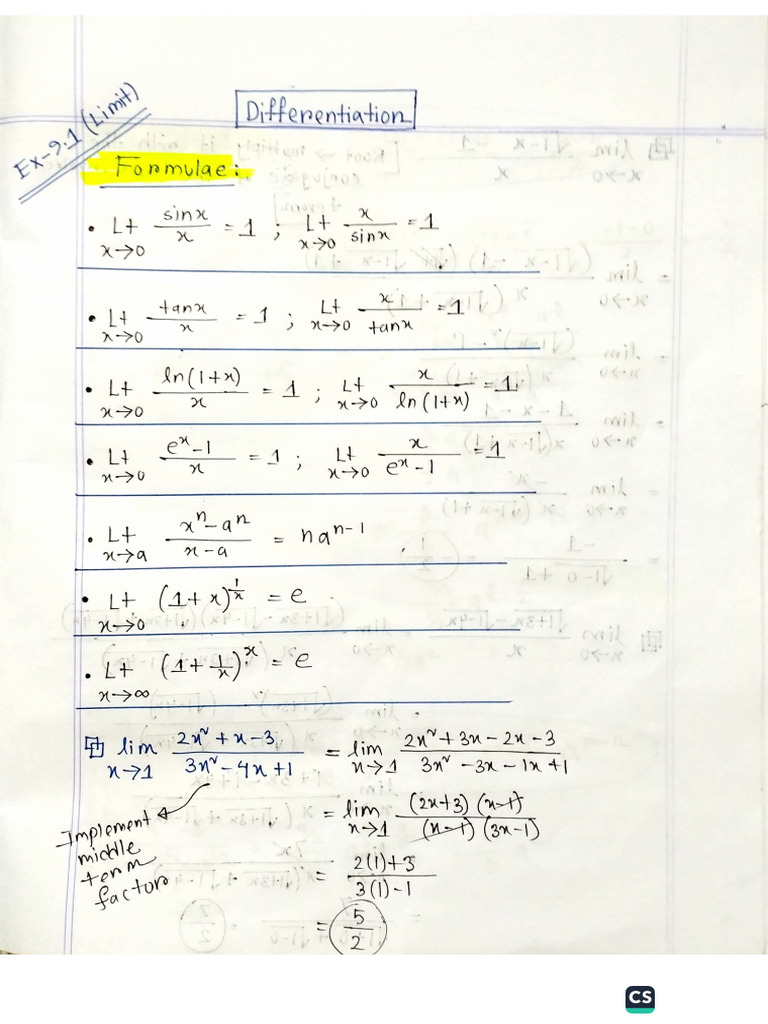 HSC Math 1st Paper LIMIT- 9(A) | PDF