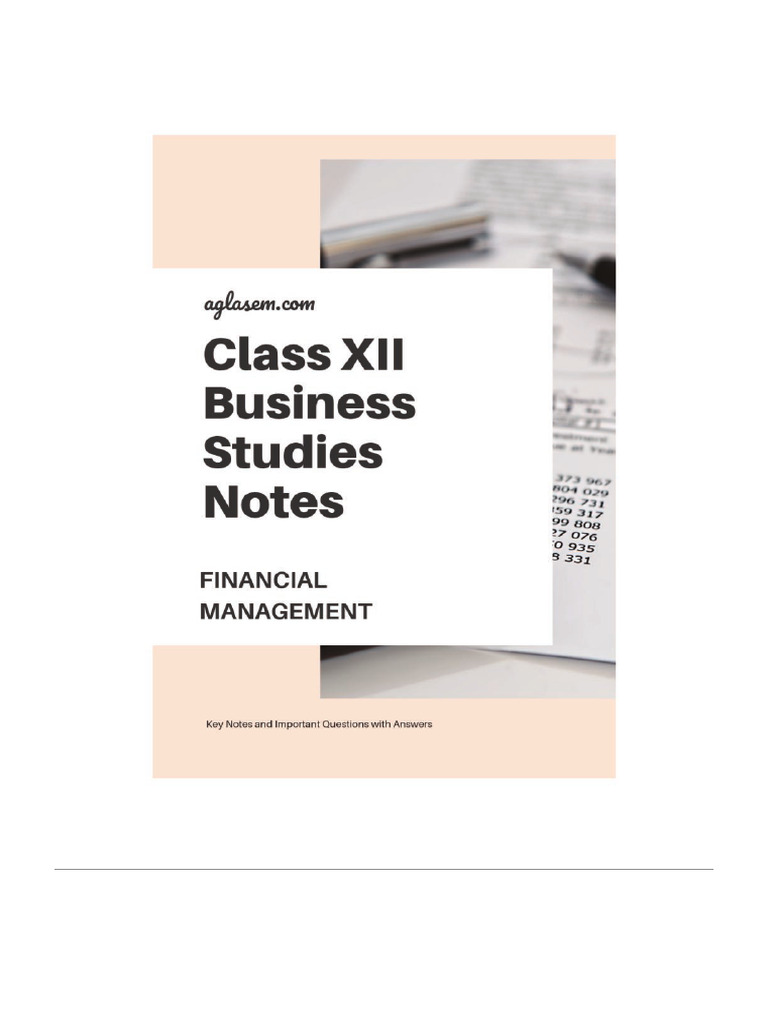 Class 12 Financial Management | PDF