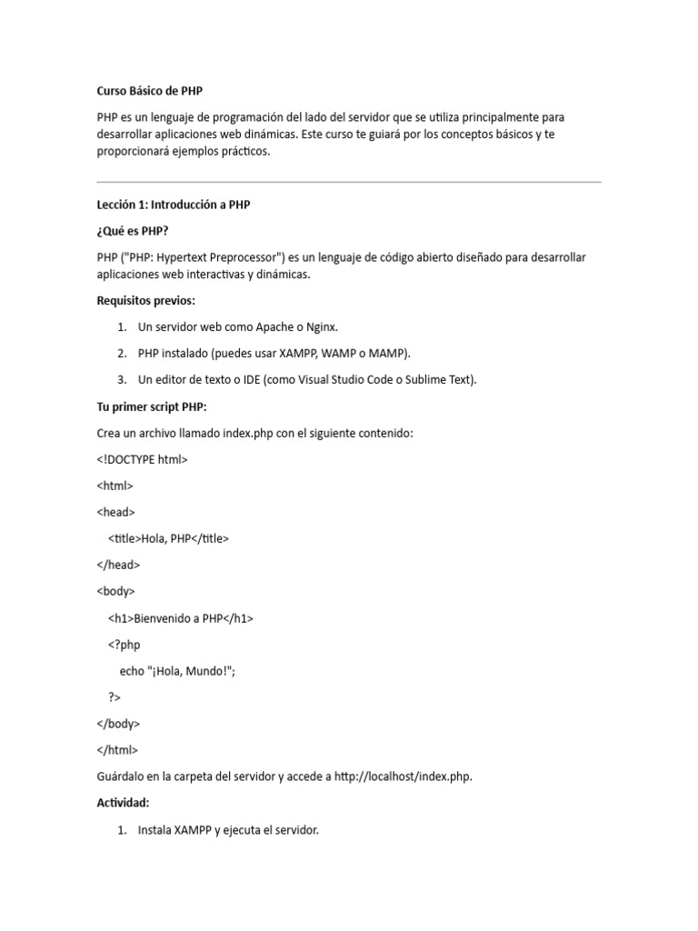 Curso Básico de PHP | PDF | Php | Servidor web