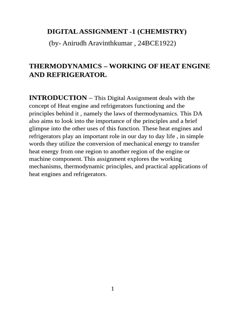 Digital Assignment | PDF | Heat | Refrigerator