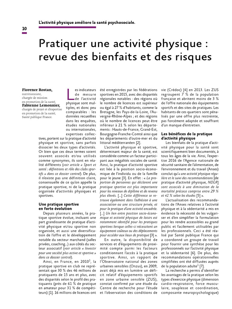 Bienfaits de l'activité physique | PDF | Adolescence | Des sports