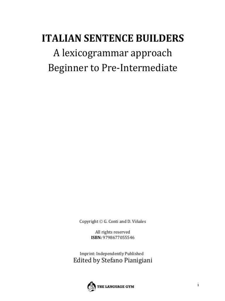Italian Sentence Builders - Beginner - Unit 1 | PDF | Lexical Semantics ...