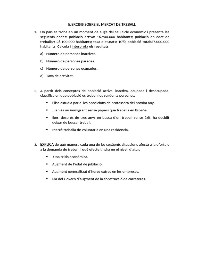 Activitat 6.1 El Mercat de Treball | PDF