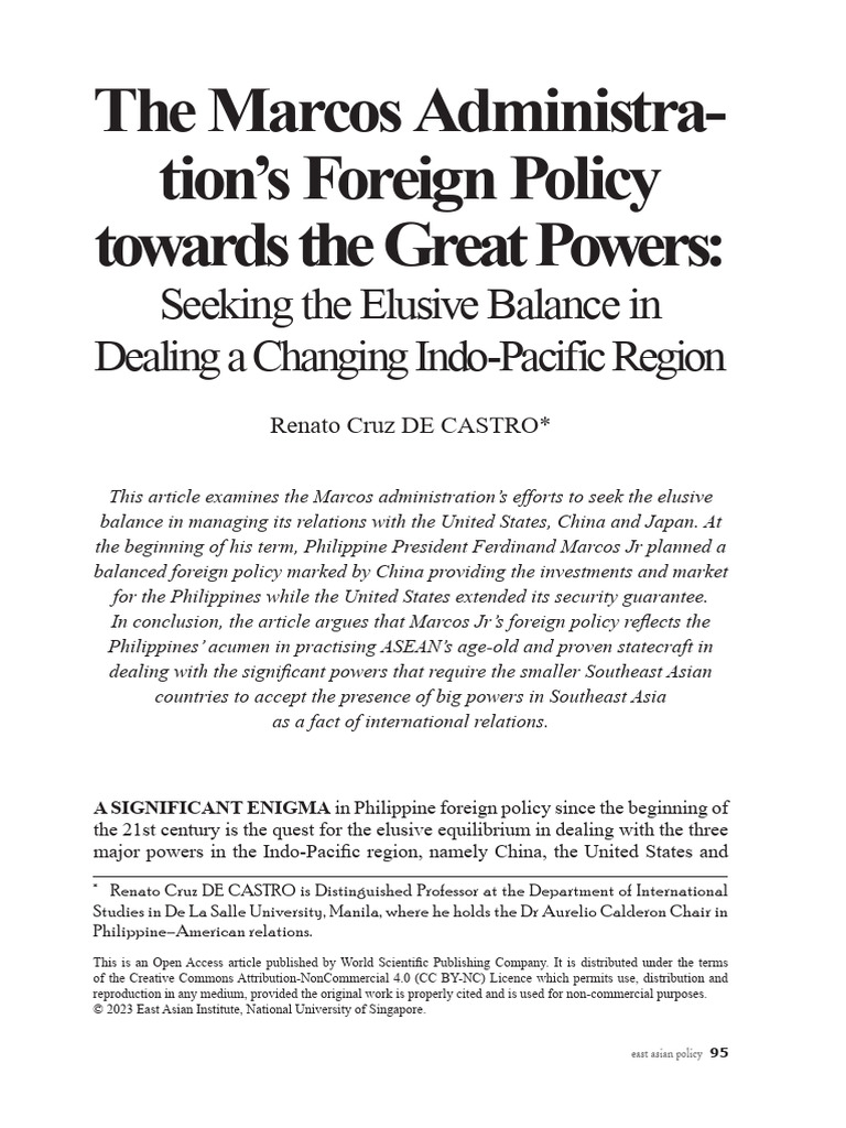 De Castro 2023 the Marcos Administration s Foreign Policy Towards the ...