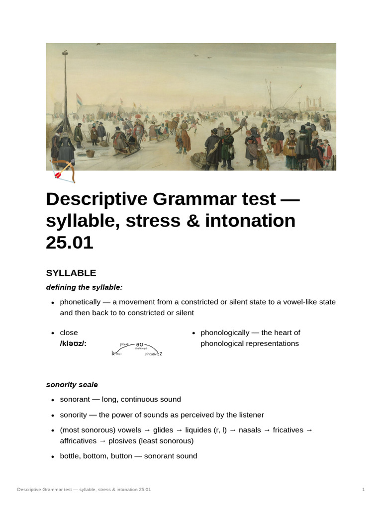 Descriptive Grammar Test - Syllable, Stress & Intonation | PDF ...