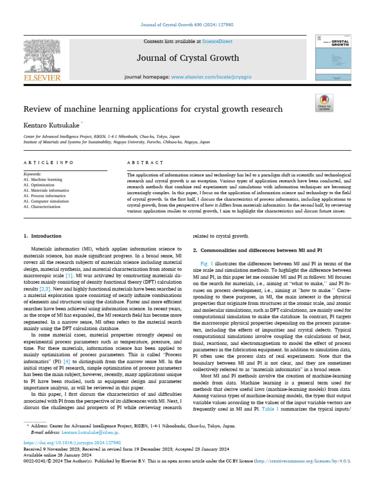 Machine Learning in Crystal Growth | PDF | Machine Learning | Density ...