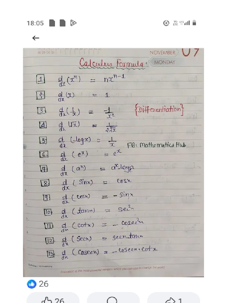 Calculus Formula | PDF