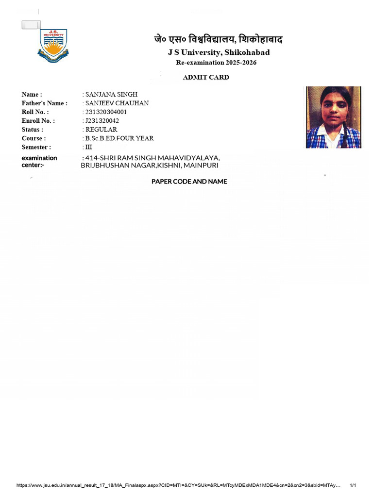 J S University, Shikohabad | PDF