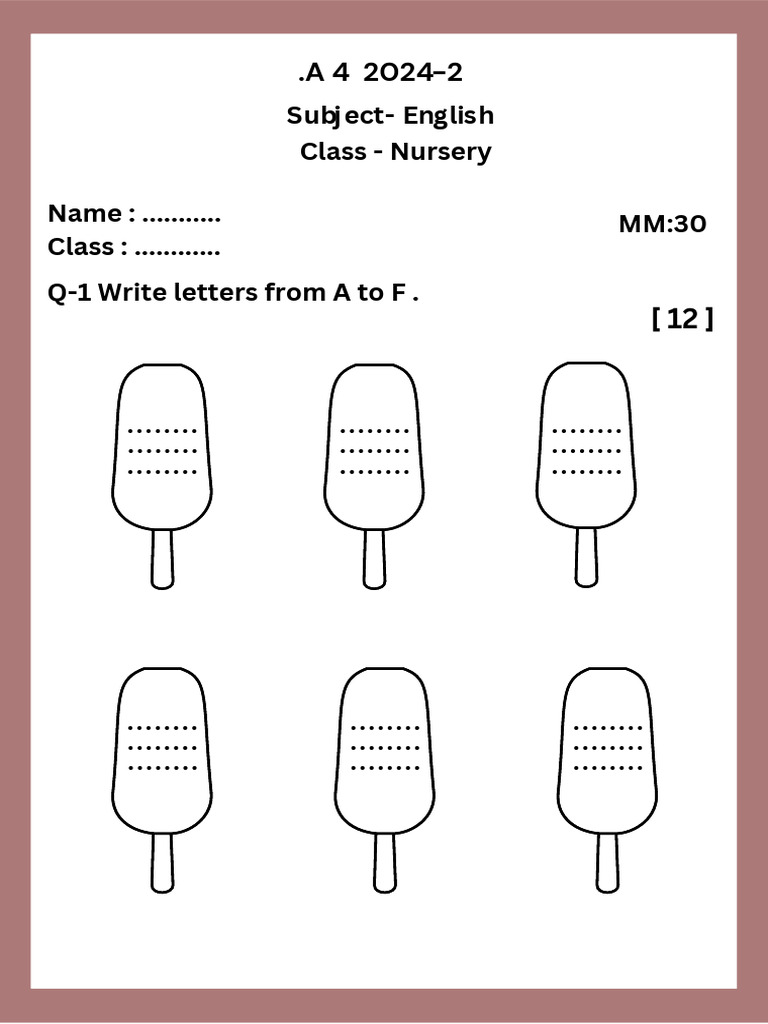 Nursery Question Paper English | PDF