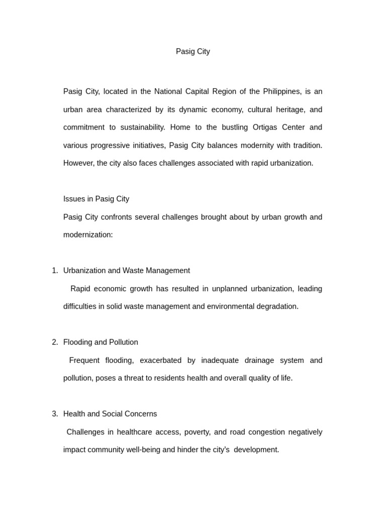 Pasig City (1) | PDF | Sustainability | Urbanization