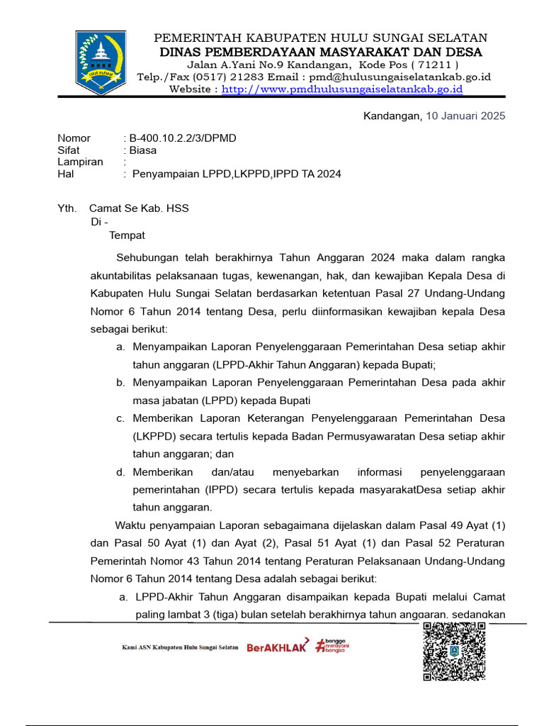 Surat LPPD LKPPD IPPD 2025 | PDF